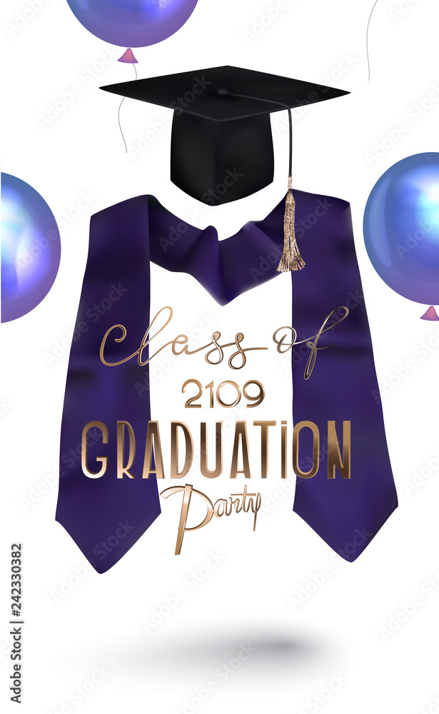 Graduation party 2019 invitation card with graduation celebration ...