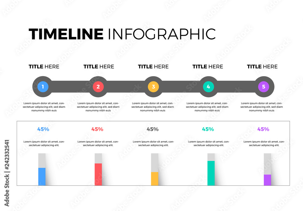 Infographic Layout with Timeline and Chart Stock Template | Adobe Stock