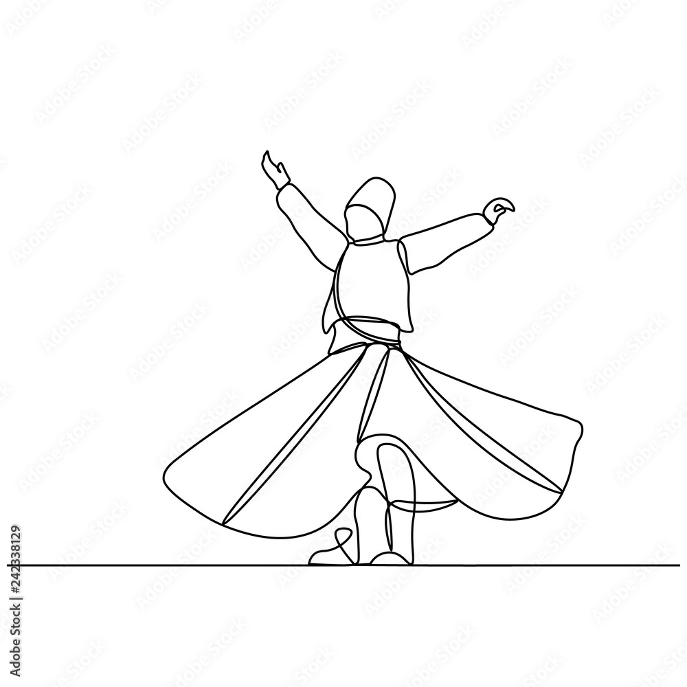 whirling dervish vector drawing. Vector illustration drawn with one ...