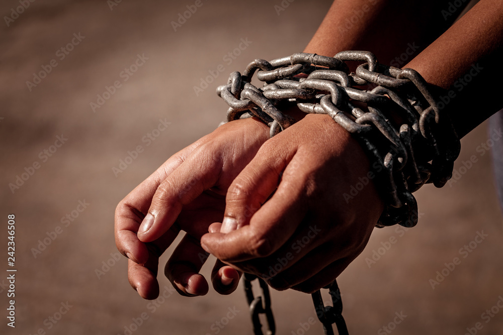 Chain on hand of female prisoners, concept of imprisonment, punishment ... Chain on hand of female prisoners, concept of imprisonment, punishment ...