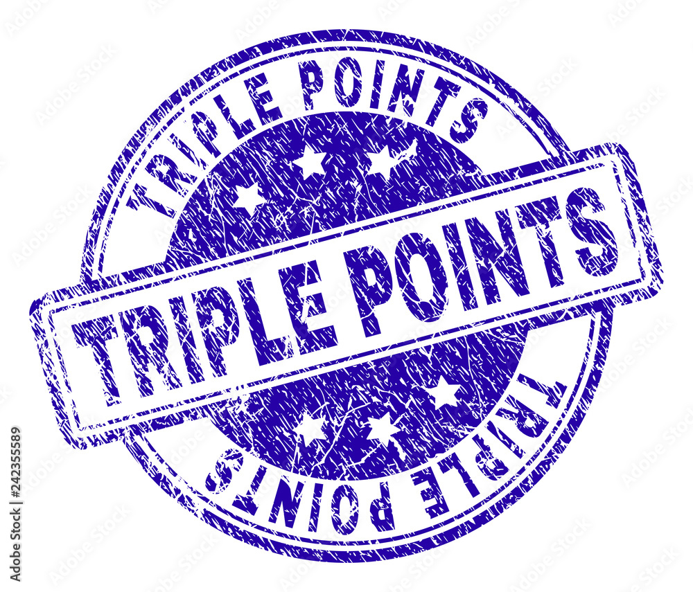 TRIPLE POINTS stamp seal imprint with distress texture. Designed with ...