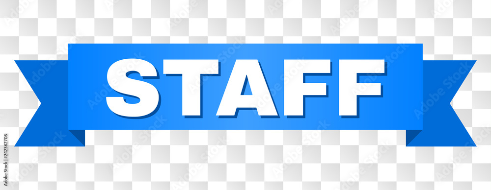 STAFF text on a ribbon. Designed with white title and blue stripe ...