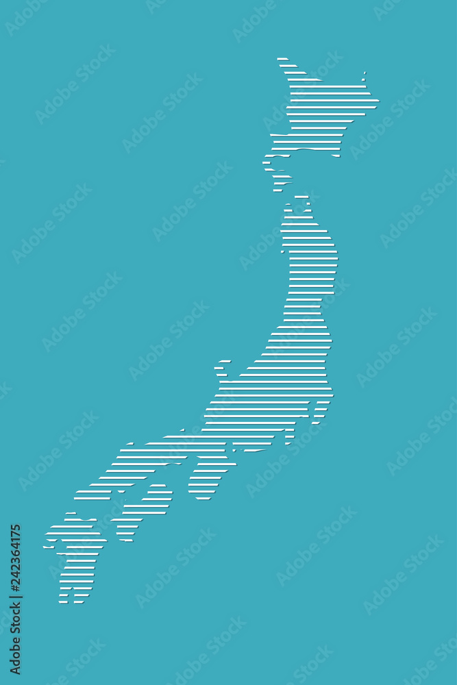 Japan map vector illustration using white straight lines on blue paper ...