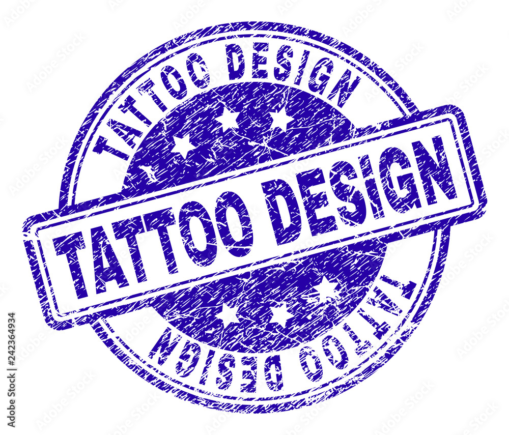 TATTOO DESIGN stamp seal watermark with grunge texture. Designed with ...