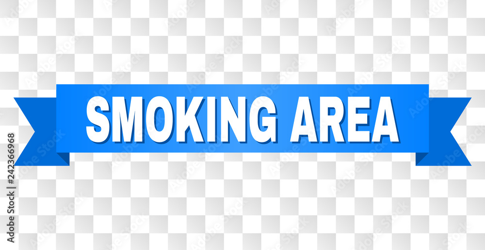 SMOKING AREA text on a ribbon. Designed with white title and blue ...
