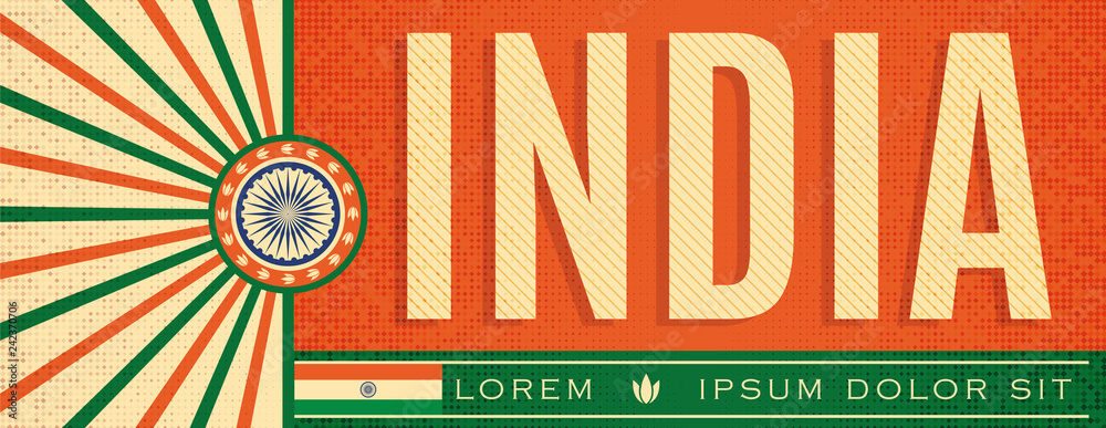 India Patriotic vintage Banner design, typographic vector illustration ...