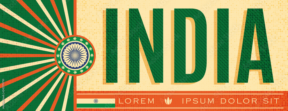 India Patriotic vintage Banner design, typographic vector illustration ...