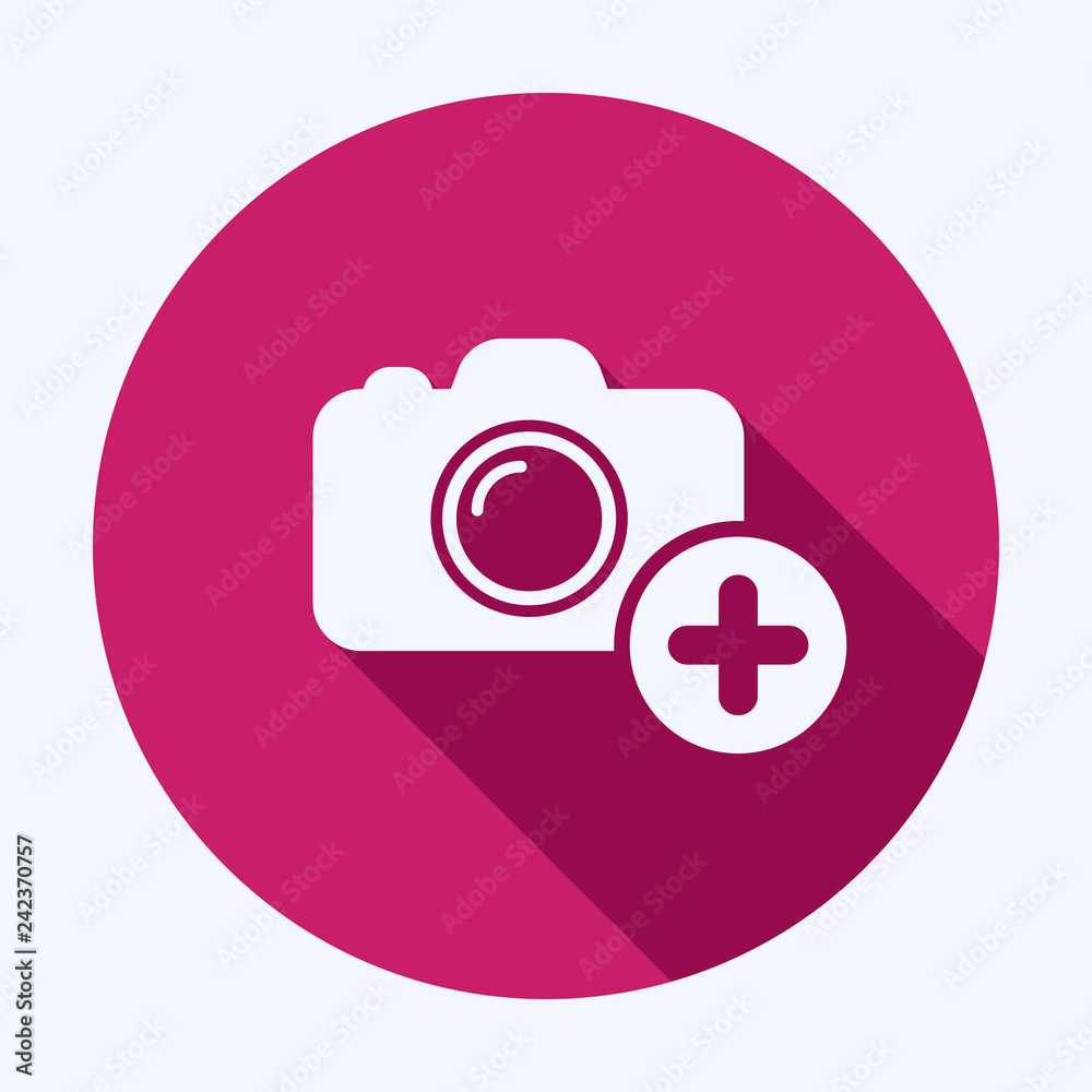 New photo icon. Camera icon with add sign. Camera icon and new, plus ...
