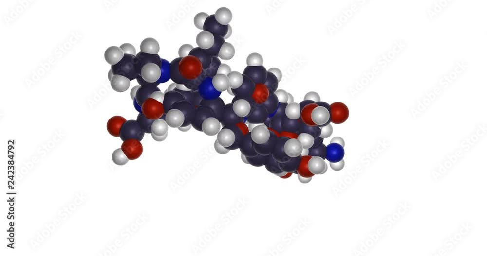 Human growth hormone, HGH, somatotropine, footage of 3d molecular ...