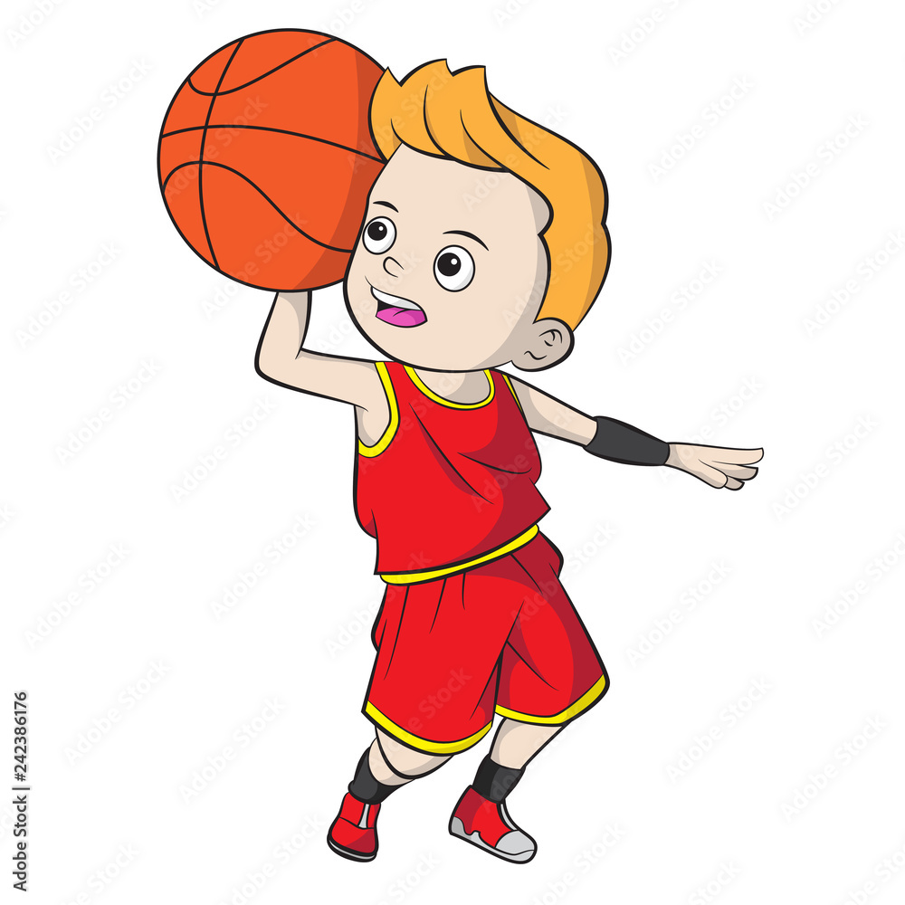 cartoon boy playing basketball - shade Stock Illustration | Adobe Stock