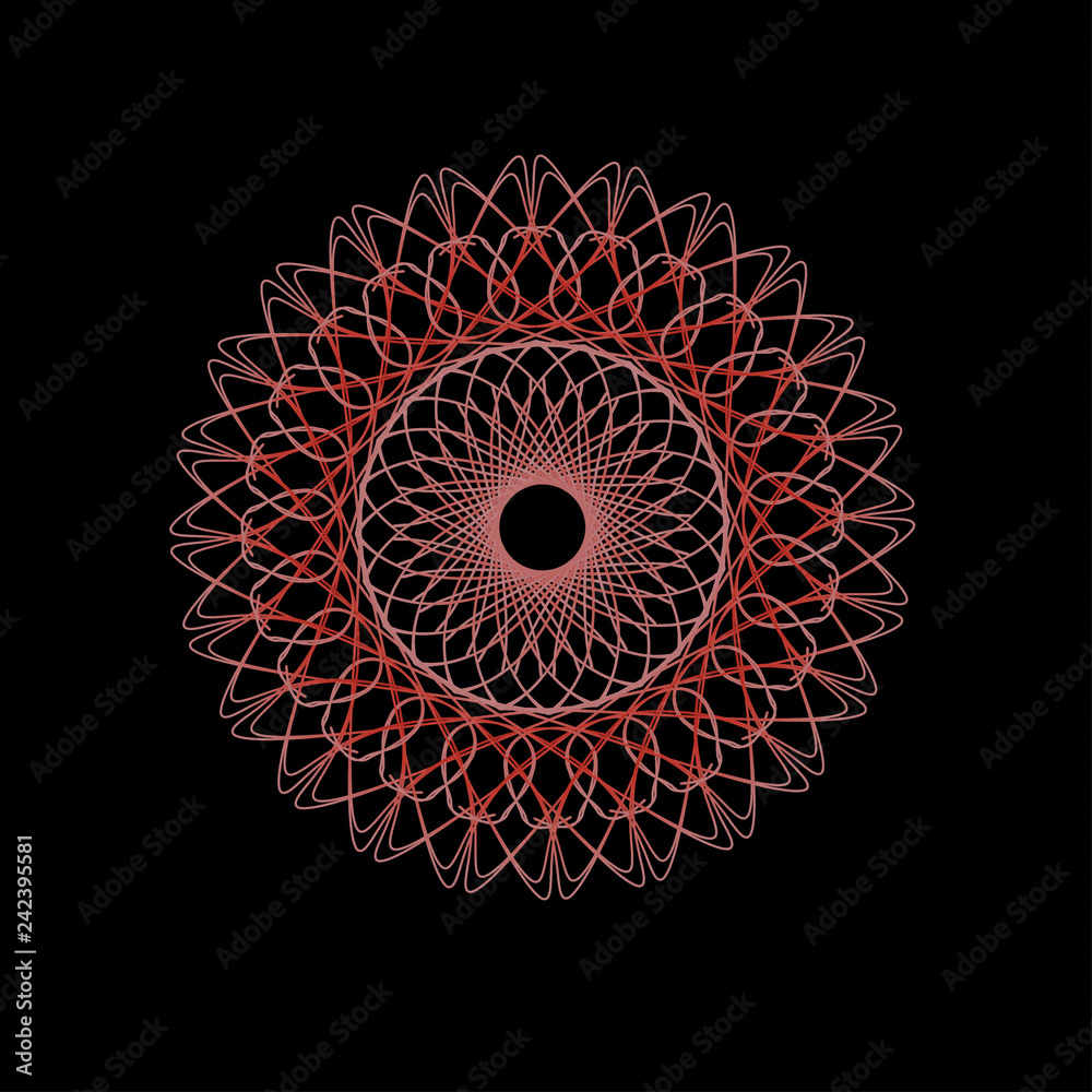Abstract spirograph art , parabolic curve of line in circle form illustration. Vector image ...