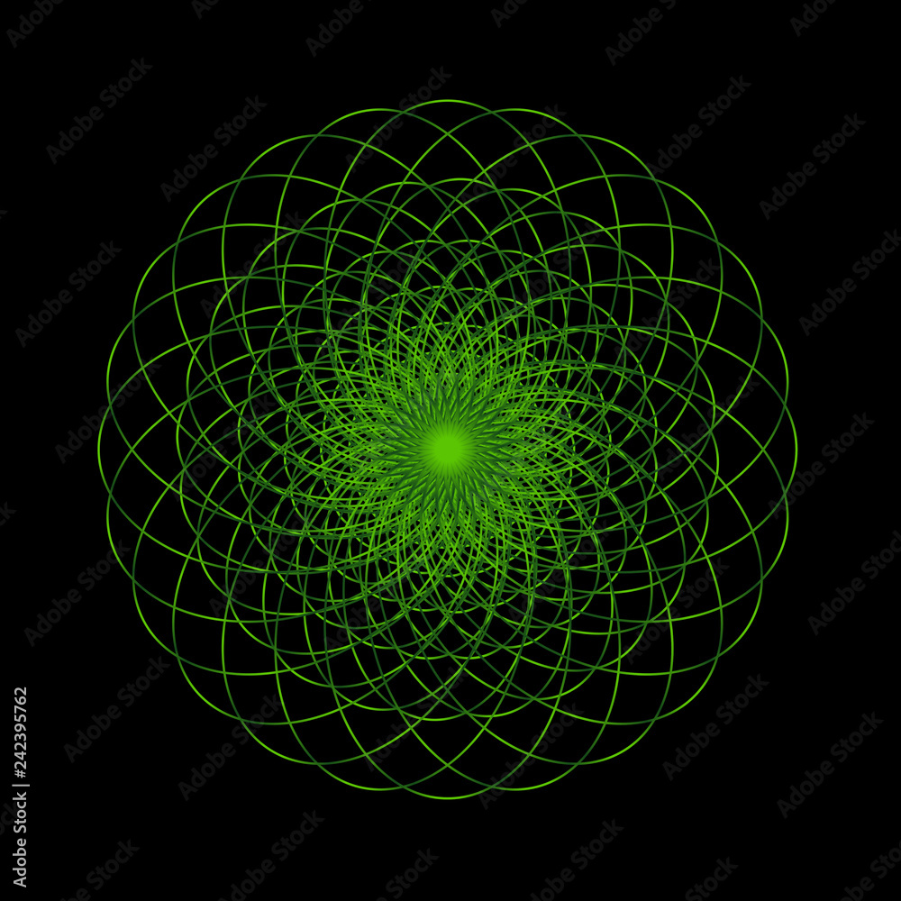 Abstract spirograph art , parabolic curve of line in circle form illustration. Vector image ...