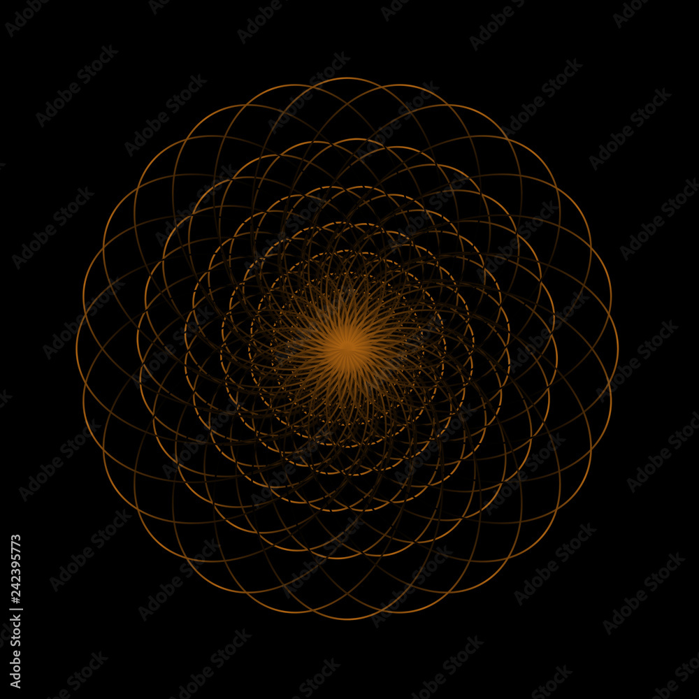 Abstract spirograph art , parabolic curve of line in circle form illustration. Vector image ...