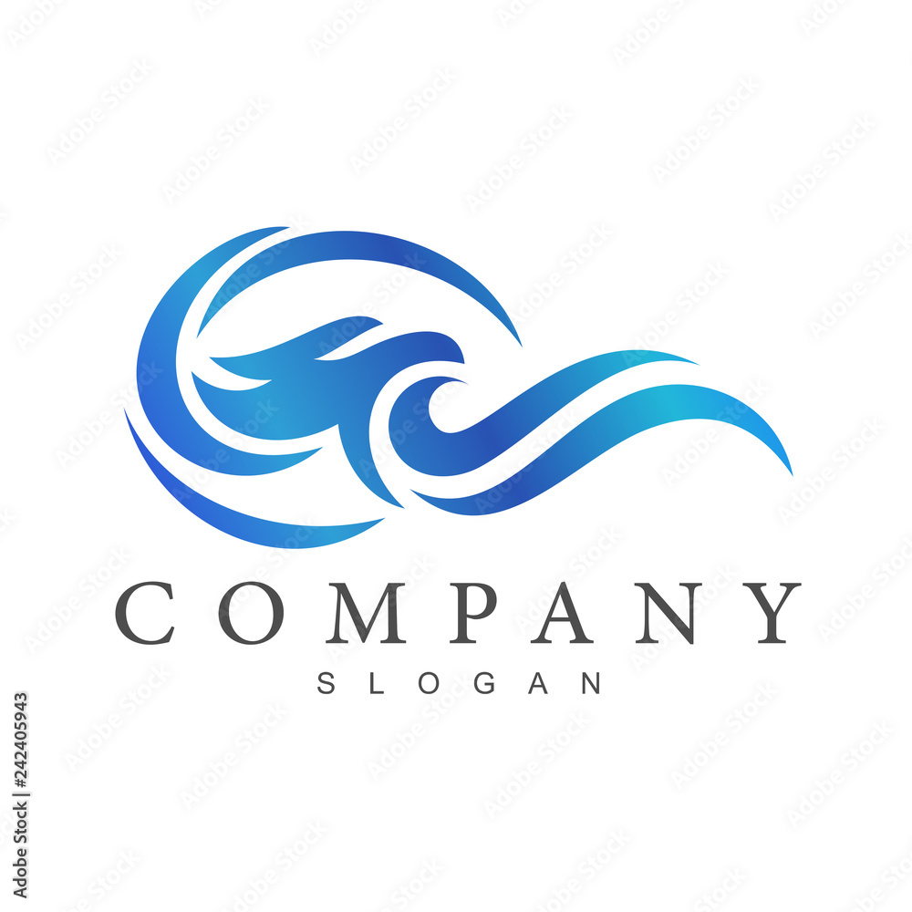 wave + eagle logo design, blue eagle logo Stock Vector | Adobe Stock