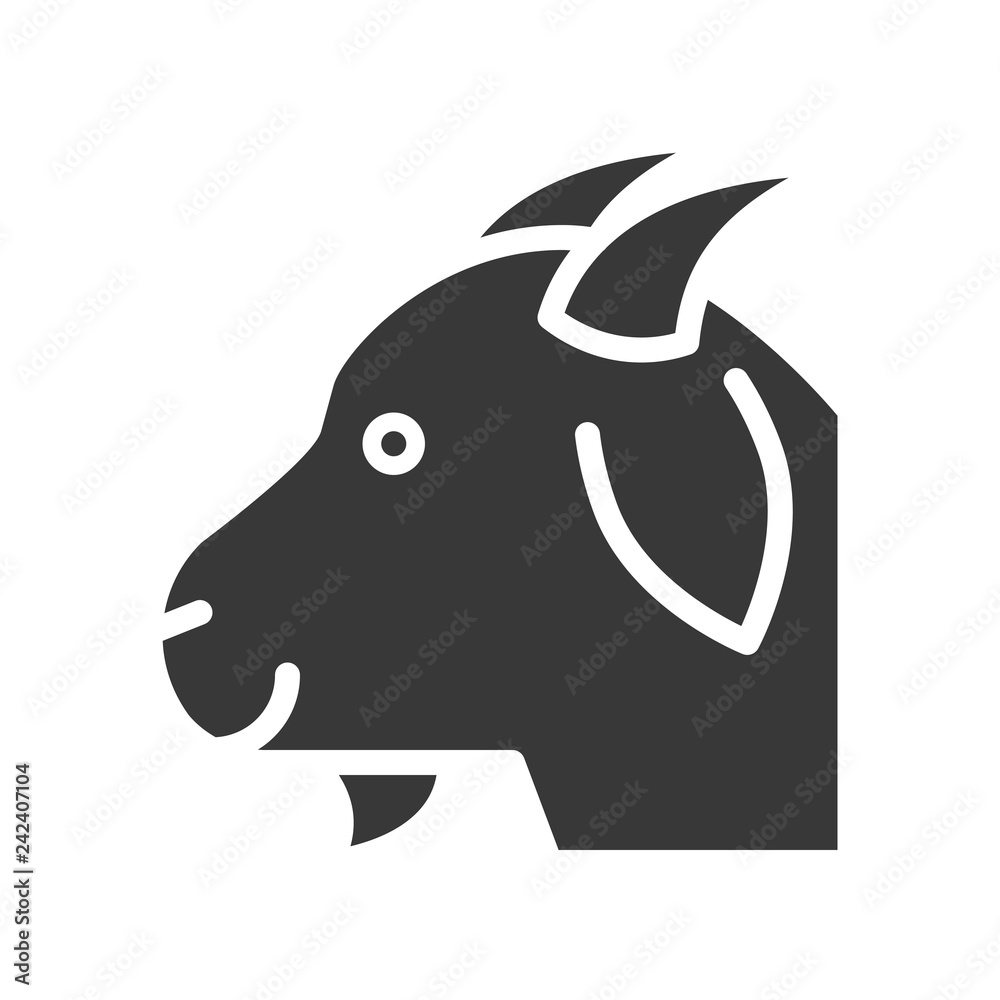 Goat head vector, Farm animal solid design icon Stock Vector | Adobe Stock