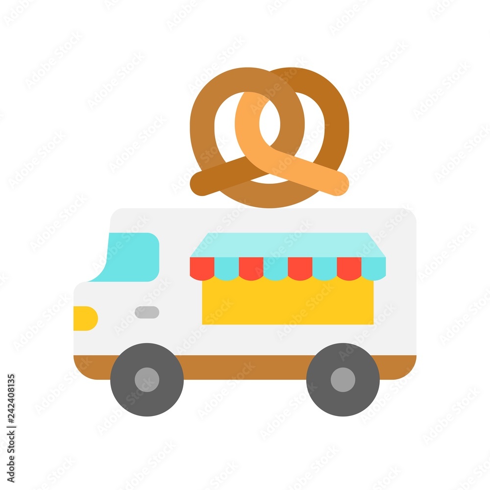 Pretzel truck vector, Food truck flat style icon Stock Vector | Adobe Stock