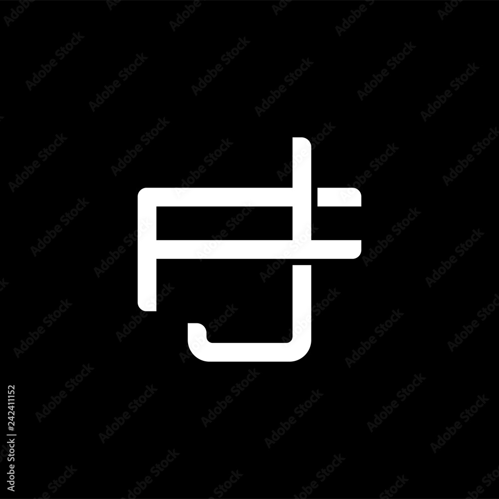 Initial Letter F And J FJ JF Overlapping Interlock Monogram Logo