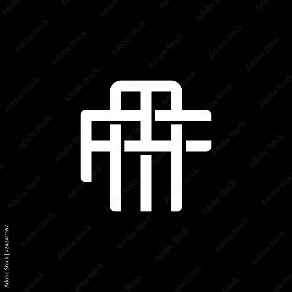 Initial letter F and M, FM, MF, overlapping interlock monogram logo ...