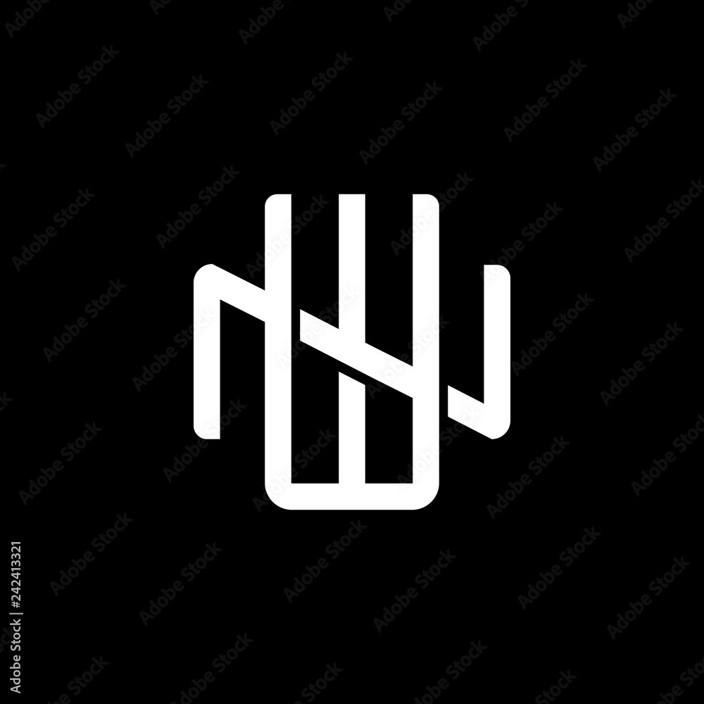 Initial letter N and W, NW, WN, overlapping interlock monogram logo ...