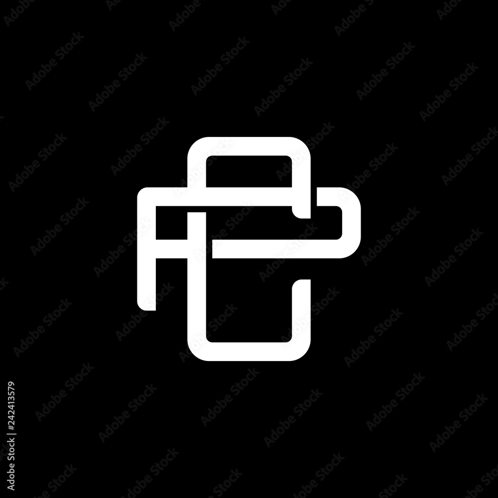 Initial letter P and C, PC, CP, overlapping interlock monogram logo ...