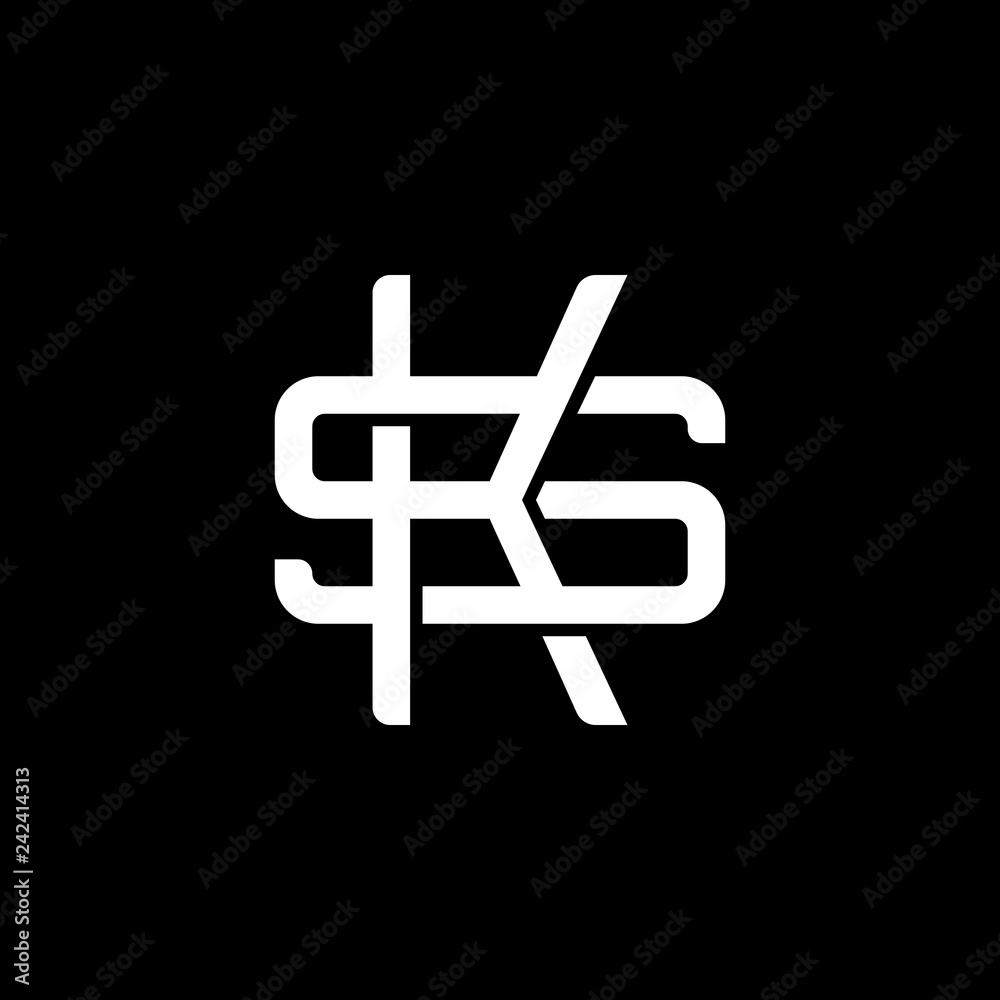 Initial letter S and K, SK, KS, overlapping interlock monogram logo ...