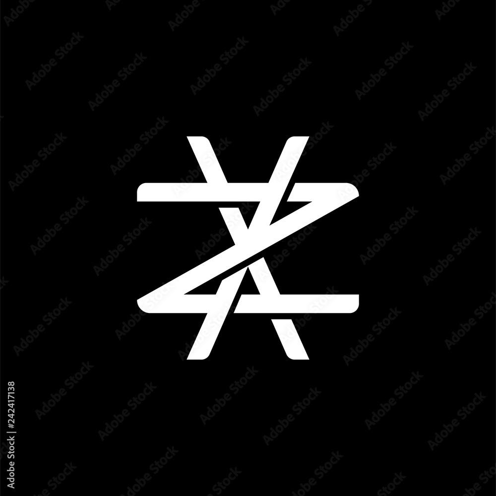 Initial letter Z and X, ZX, XZ, overlapping interlock monogram logo ...