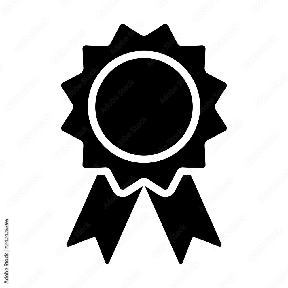 Award badge or winning prize ribbon flat vector icon for apps and ...