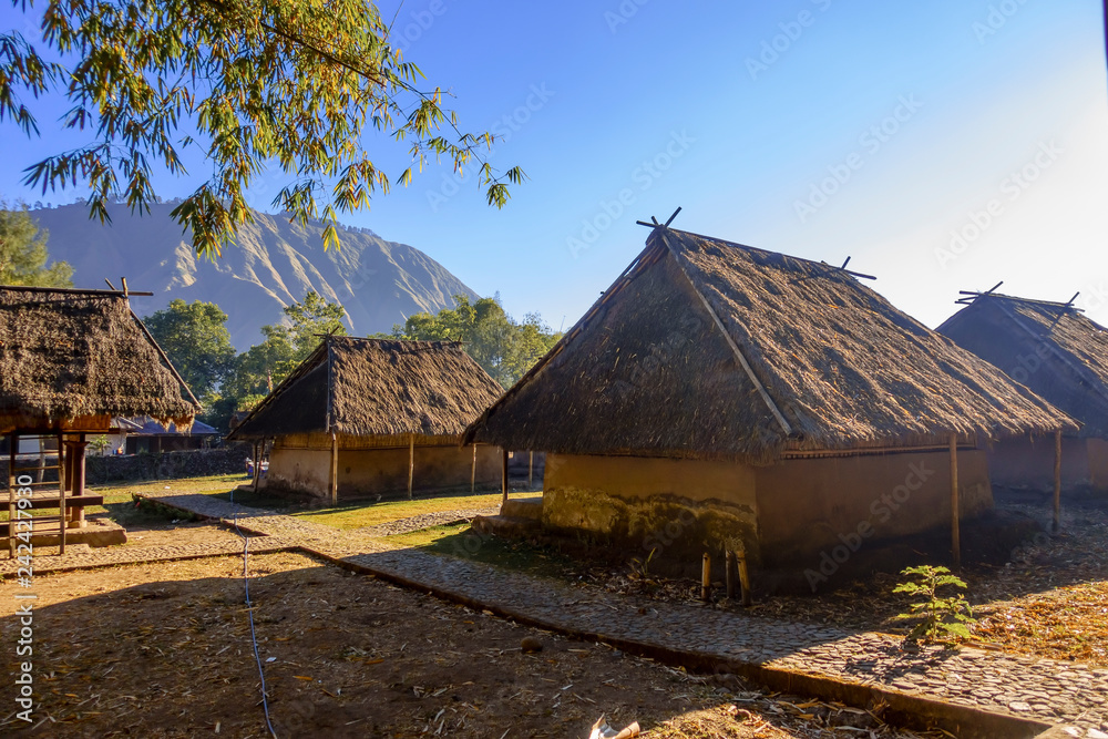 Traditional house of Bayan at Sembalun Lombok, Indonesia. Stock Photo ...