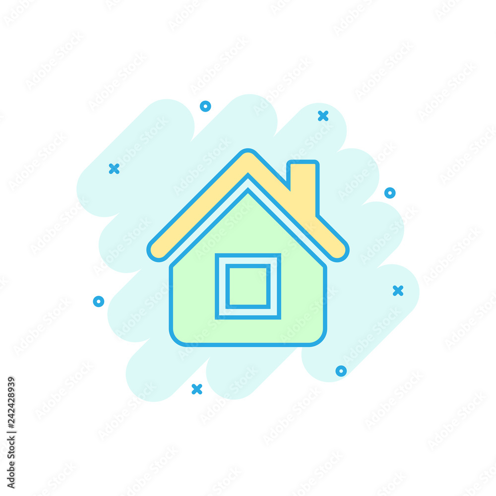 House building icon in comic style. Home apartment vector cartoon ...