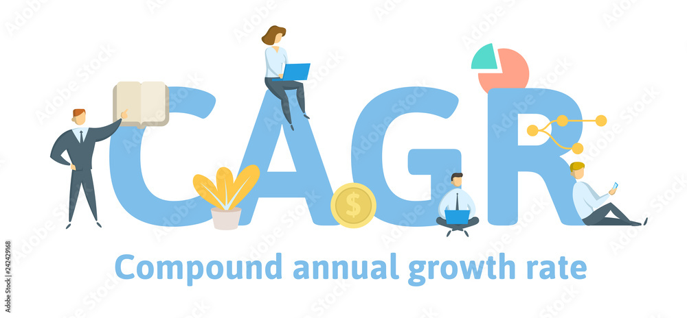 CAGR, Compound Annual Growth Rate. Concept with keywords, letters and ...