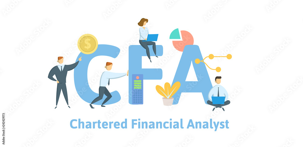 CFA, Chartered Financial Analyst. Concept with keywords, letters and ...
