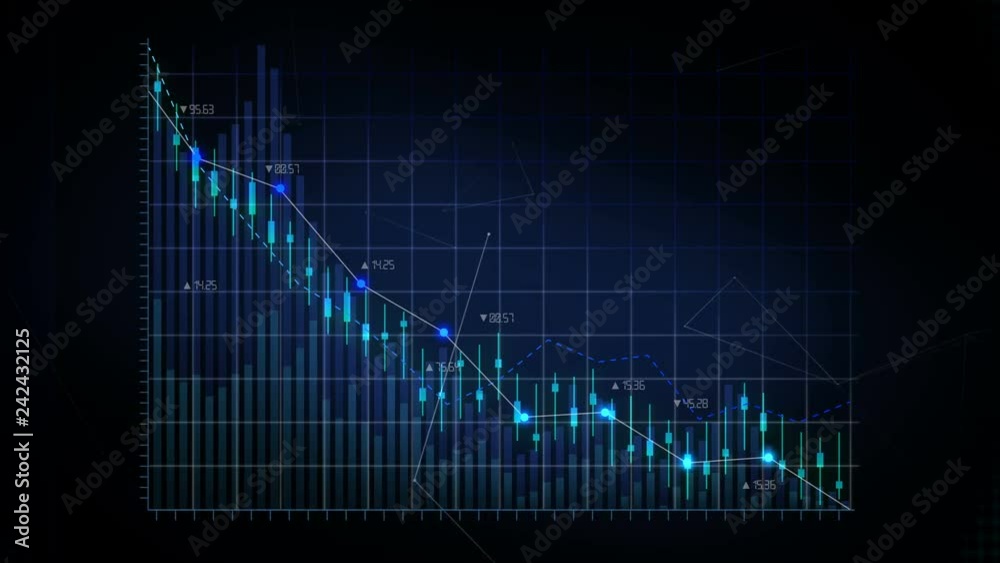 Animated Stock Market charts and graphs. decrease blue line. 4k ...