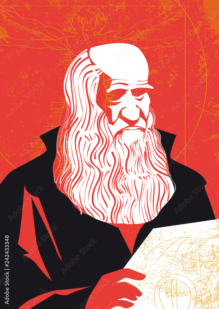 Leonardo Da Vinci Vector Portrait Stock Vector Adobe Stock