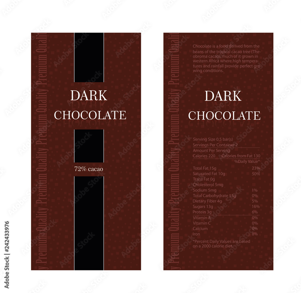 Packaging design chocolate. Vector illustration. Pack design dark ...