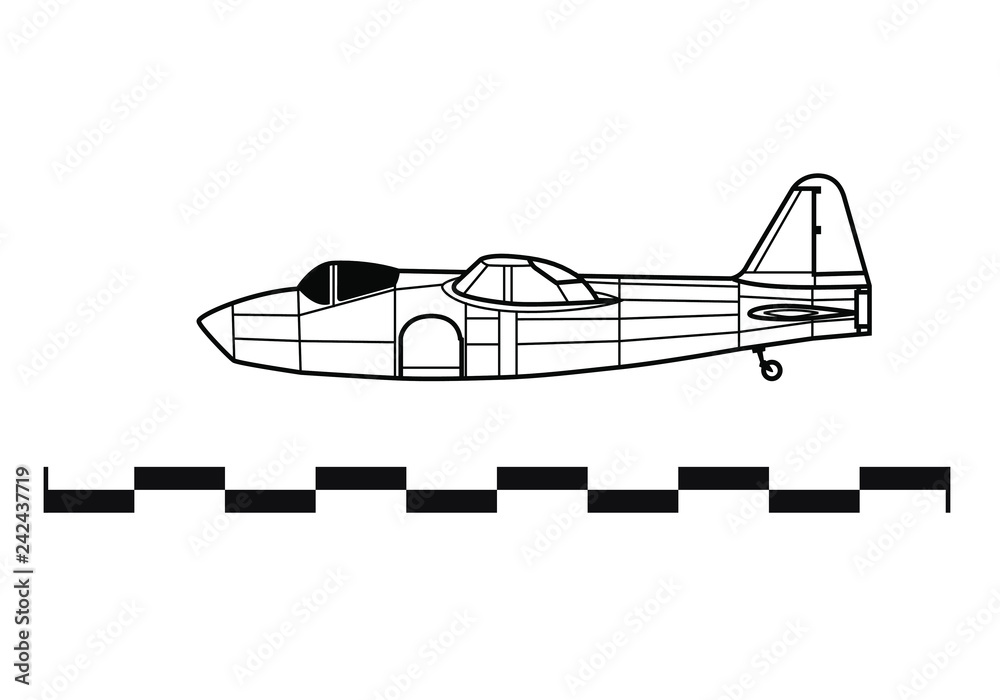 Heinkel He.178. Outline drawing Stock Vector | Adobe Stock