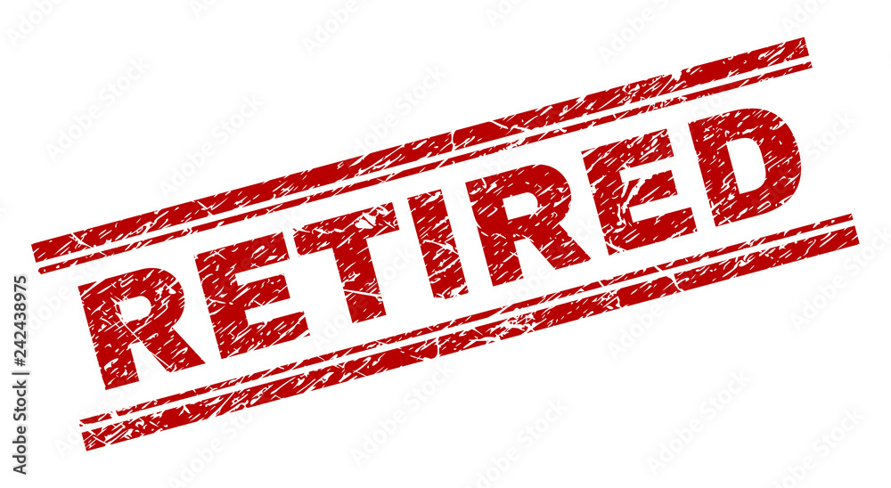 RETIRED seal print with distress texture. Red vector rubber print of ...