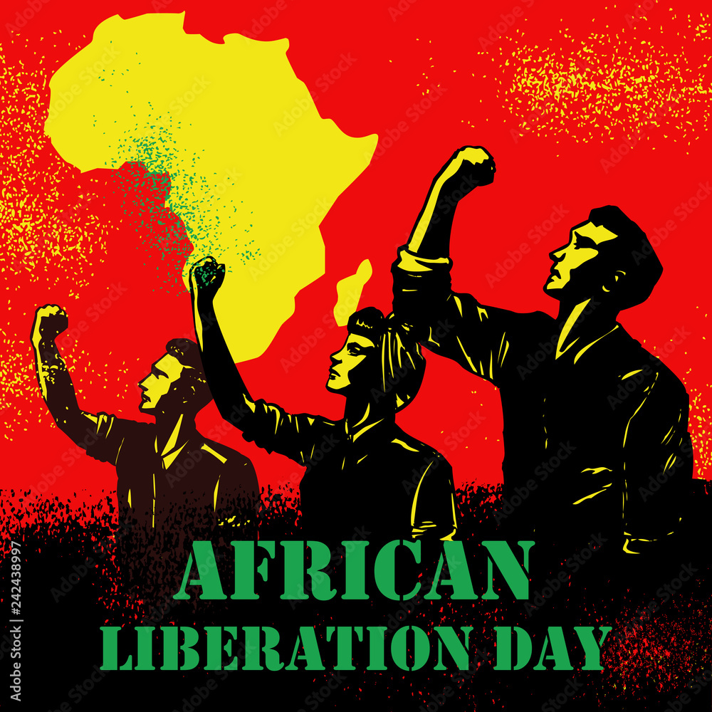African Liberation Day, Illustration of people raising fists on map of ...