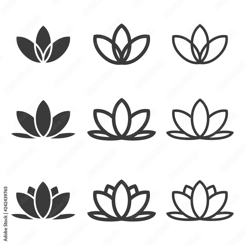 set of lotus flower vector leaves Stock Vector | Adobe Stock