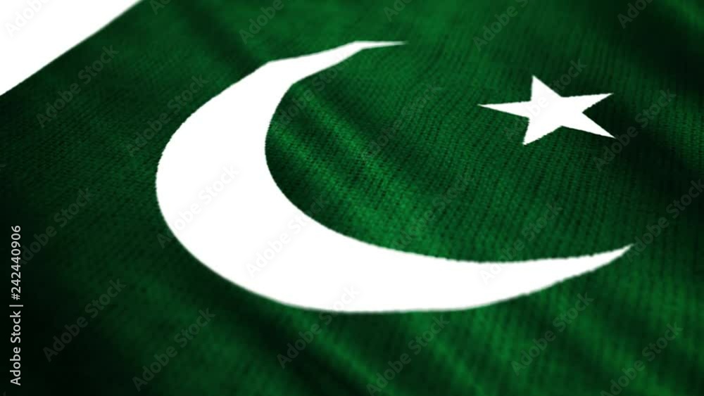 Pakistan flag is waving 3D animation. Symbol of Pakistani national on ...