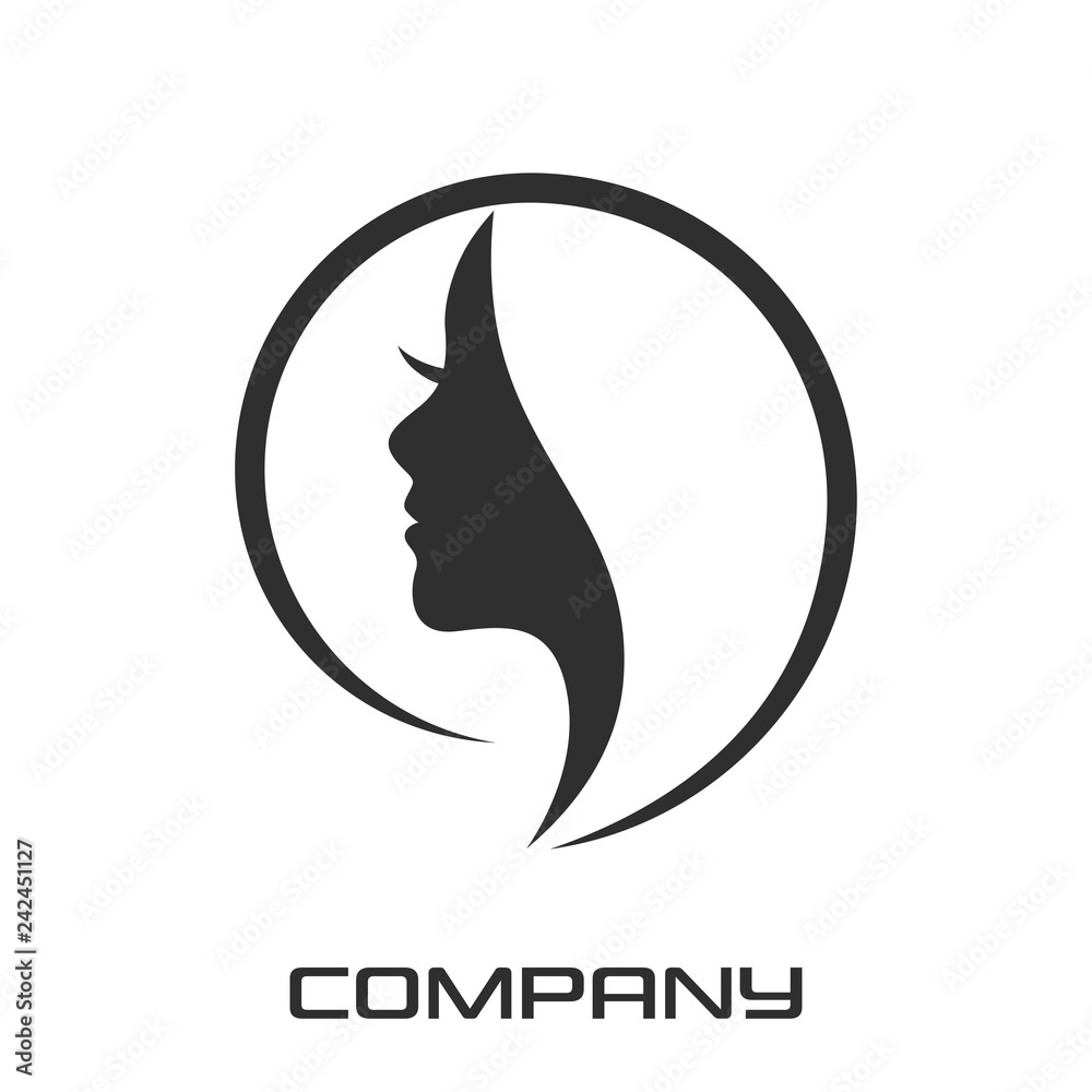 Beautiful female face and beauty of the logo Stock Vector | Adobe Stock