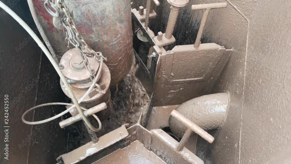 Mud return from the oil well while drilling with oil based mud into the ...