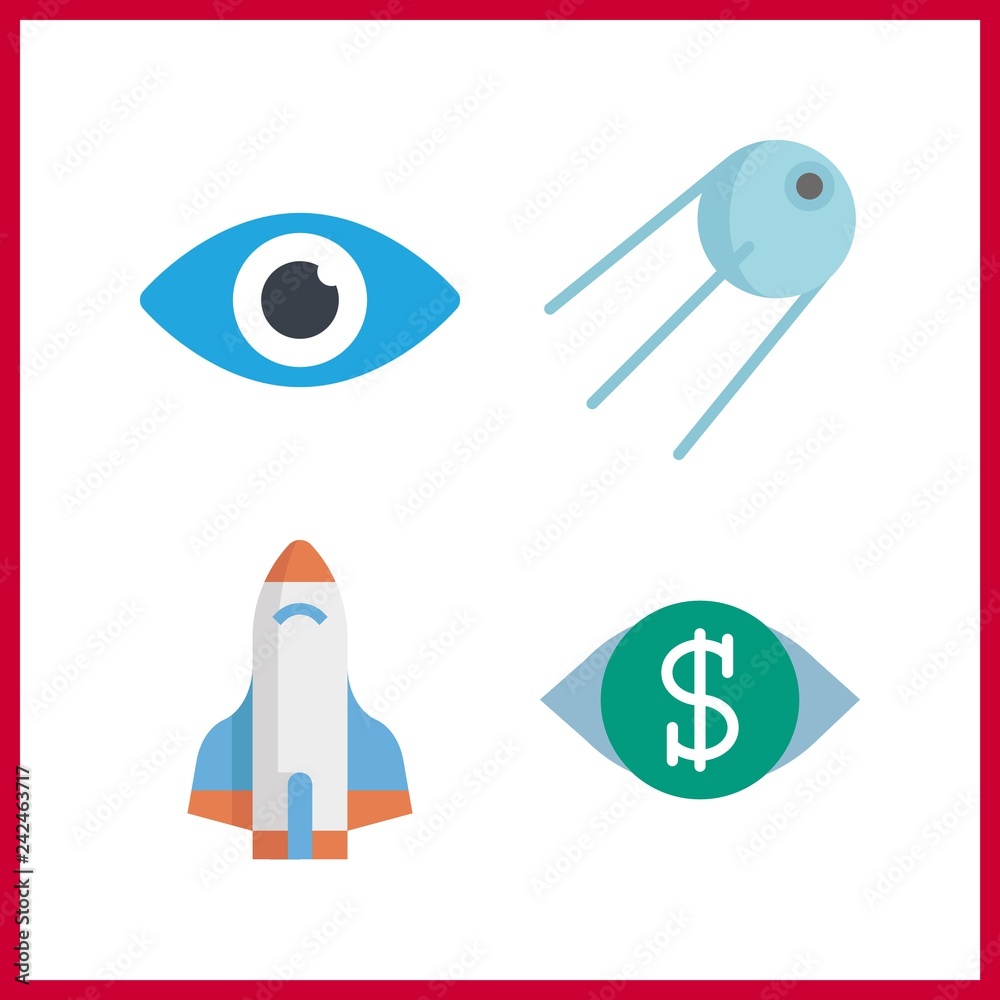 4 mission icon. Vector illustration mission set. vision and rocket ship ...