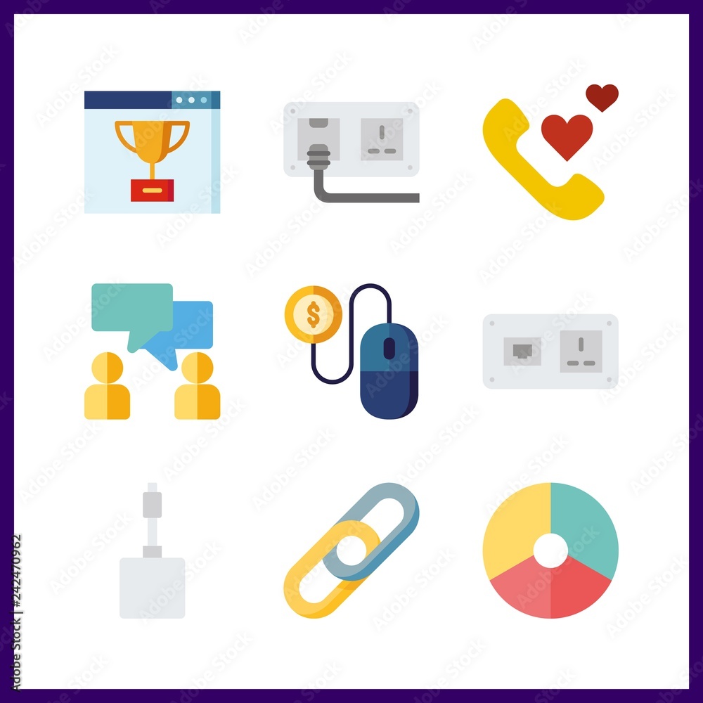 9 internet icon. Vector illustration internet set. phone call and pay ...