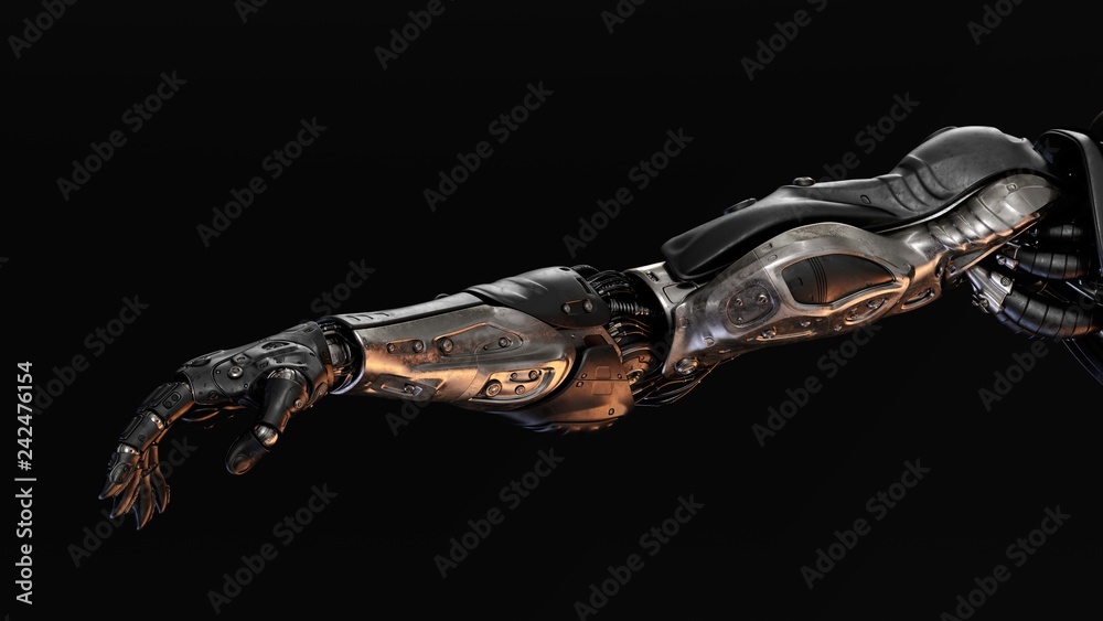 Futuristic cyborg prosthetic arms with strong muscular structure Stock ...
