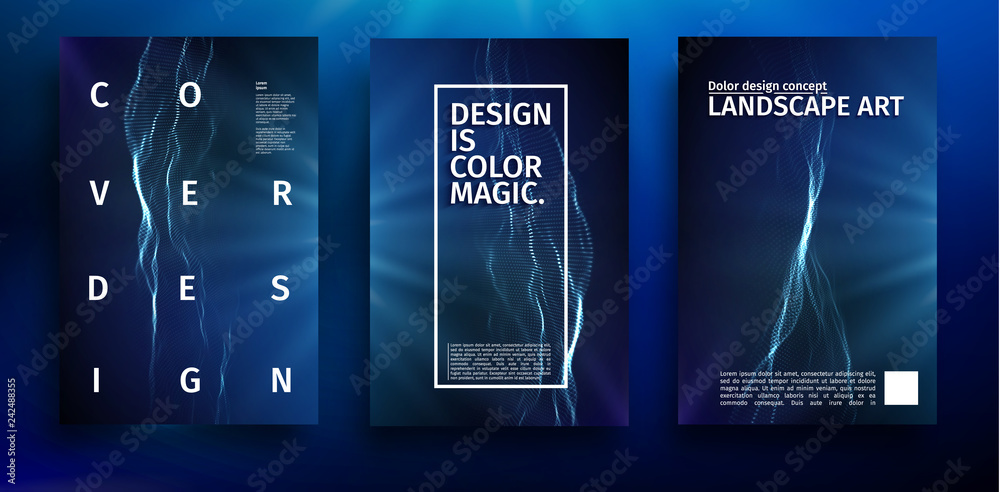 Blue poster design. Music wave blue vector banner template. Futuristic ...