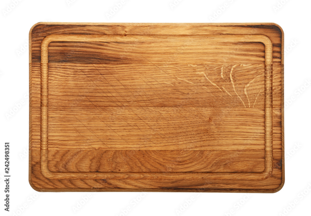 Dark oak wood cutting board isolated on white Stock Photo | Adobe Stock