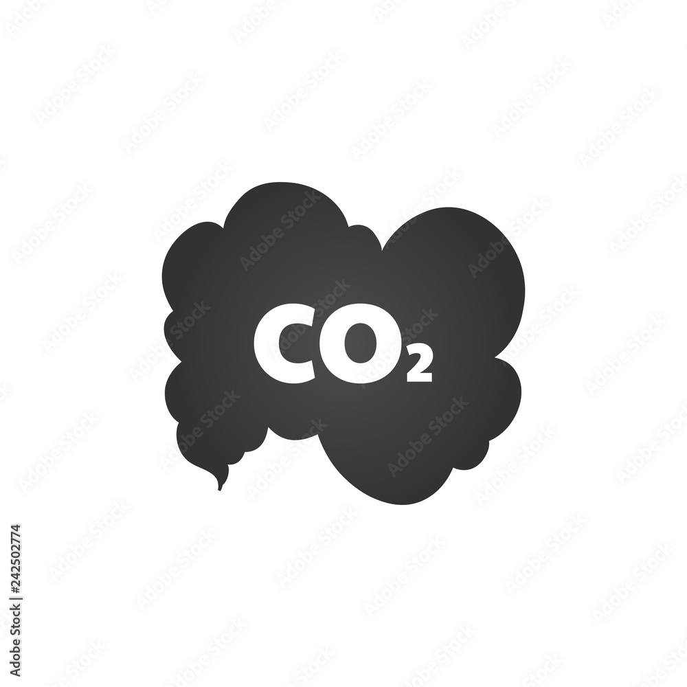 Co2 emissions icon cloud vector flat, carbon dioxide emits symbol, smog ...