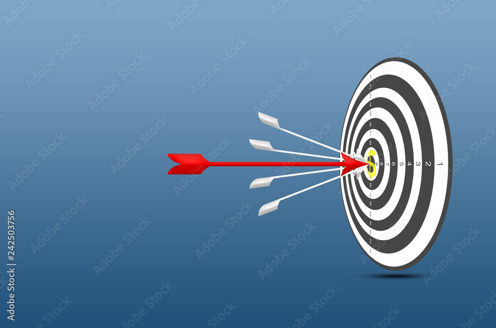 business strategy concept background red arrow stuck through white ...
