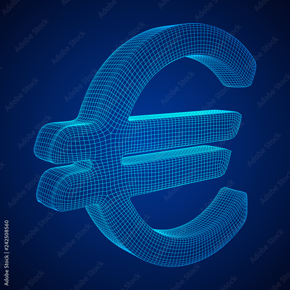 Euro sign abstract model line and composition digitally drawn ...