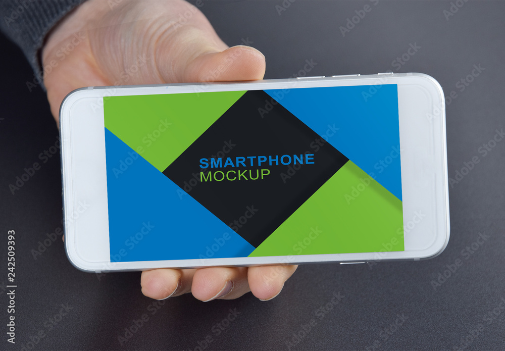 Smartphone on Gray Background Mockup Stock Template | Adobe Stock